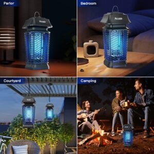 Bug Zapper Outdoor, Electric Mosquito Zapper Indoor, 20W/4200V, IPX4 Waterproof, Fly Zapper, Fly Traps, Plug-in Mosquito z Lamp for Home, Patio, Garden, Camp (Black)