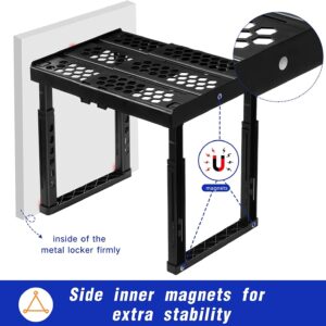 Locker Organizer Shelf， Adjustable Width and Height, Ideal Locker for School, Office, and Gym Lockers (Black 2 Pack)