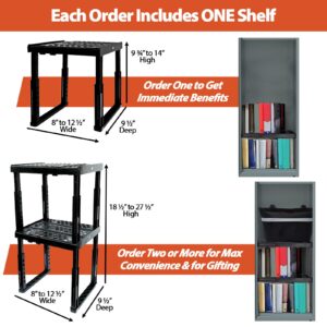 Locker Organizer Shelf， Adjustable Width and Height, Ideal Locker for School, Office, and Gym Lockers (Black 2 Pack)