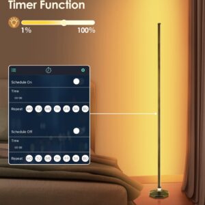 YIKBIK 2PCS RGB Floor Lamp, Bluetooth APP and Remote Control 65" Smart Modern Standing Lamp Music Sync 16 Million DIY Colors Changing LED Floor Lamp with Heavy Base for LivingRoom Bedroom GameRoom