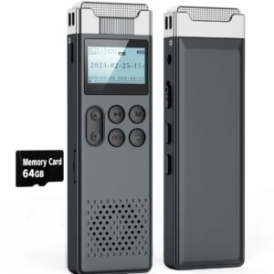 80GB Digital Voice Activated Recorder with Playback - Audio Voice Recorder for Lectures Meetings, Recording Device Dictaphone Sound Tape Recorder with Password & Card Reader