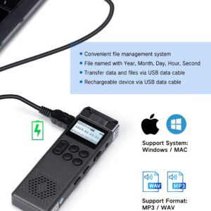 80GB Digital Voice Activated Recorder with Playback - Audio Voice Recorder for Lectures Meetings, Recording Device Dictaphone Sound Tape Recorder with Password & Card Reader