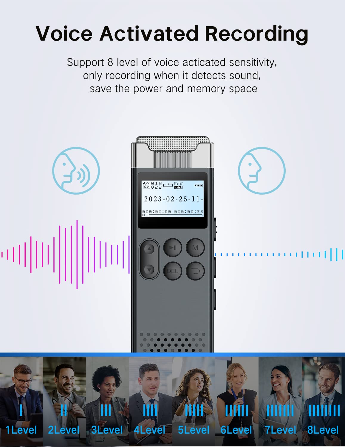 80GB Digital Voice Activated Recorder with Playback - Audio Voice Recorder for Lectures Meetings, Recording Device Dictaphone Sound Tape Recorder with Password & Card Reader