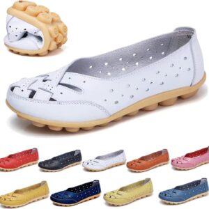 Orthopedic Loafers in Breathable Leather, Jaliane Orthopaedic Loafers in Breathable Leather for Women (White,6.5)