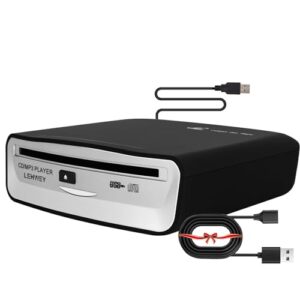 external universal cd player for car - lehwey portable cd player with extra usb extension cable, plugs into car usb port, laptop, tv, mac, computer, for android 4.4 and above navigation