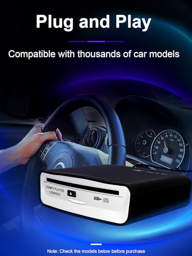 External Universal CD Player for Car - LEHWEY Portable CD Player with Extra USB Extension Cable, Plugs into Car USB Port, Laptop, TV, Mac, Computer, for Android 4.4 and Above Navigation