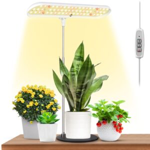 FOXGARDEN- Grow Light, Full Spectrum Desktop Grow Lamp with Base, Bright LED Plant Light with Auto On/Off Timer 4/8/12H, 4 Dimmable Brightness, Height Adjustable, Ideal for Indoor Plants