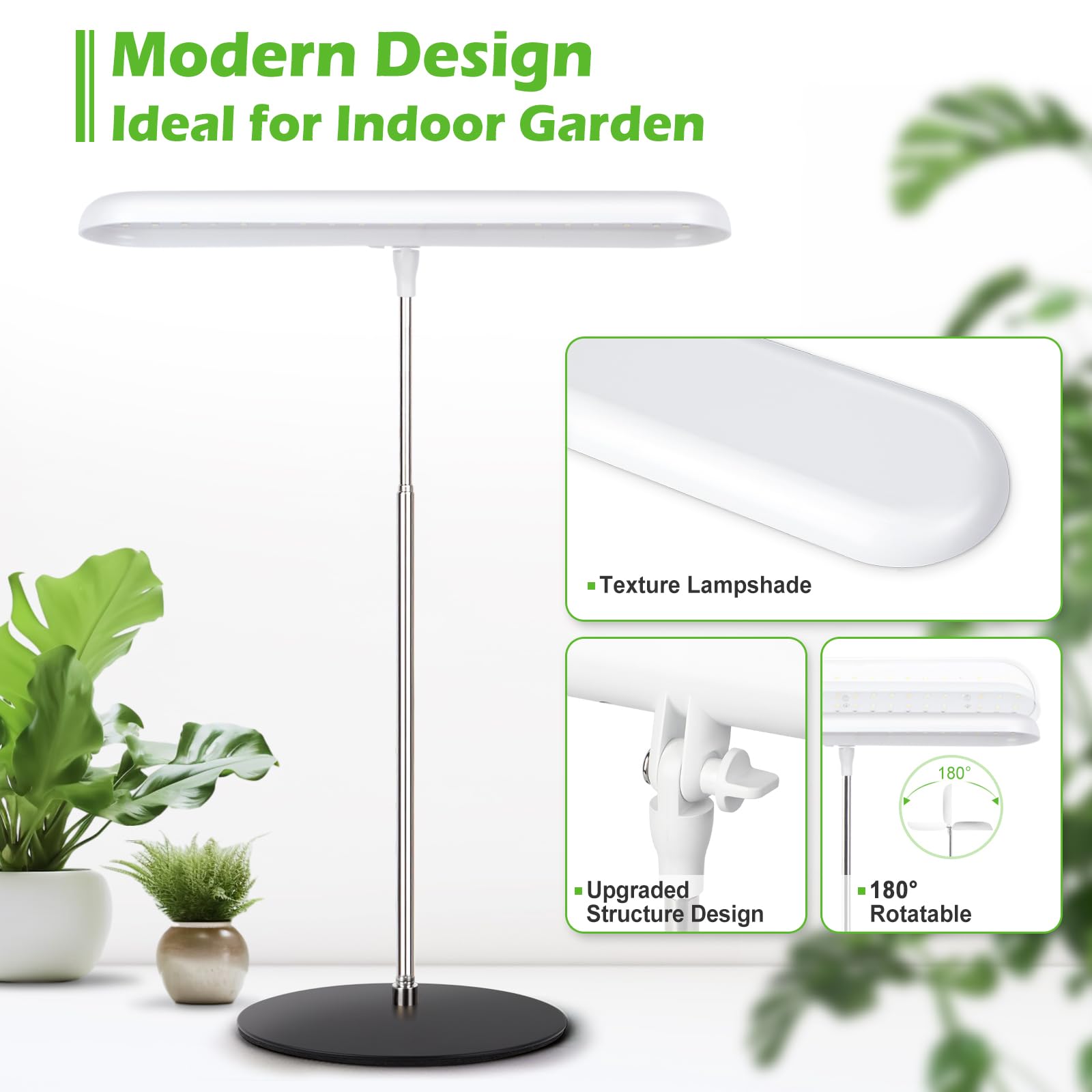 FOXGARDEN- Grow Light, Full Spectrum Desktop Grow Lamp with Base, Bright LED Plant Light with Auto On/Off Timer 4/8/12H, 4 Dimmable Brightness, Height Adjustable, Ideal for Indoor Plants