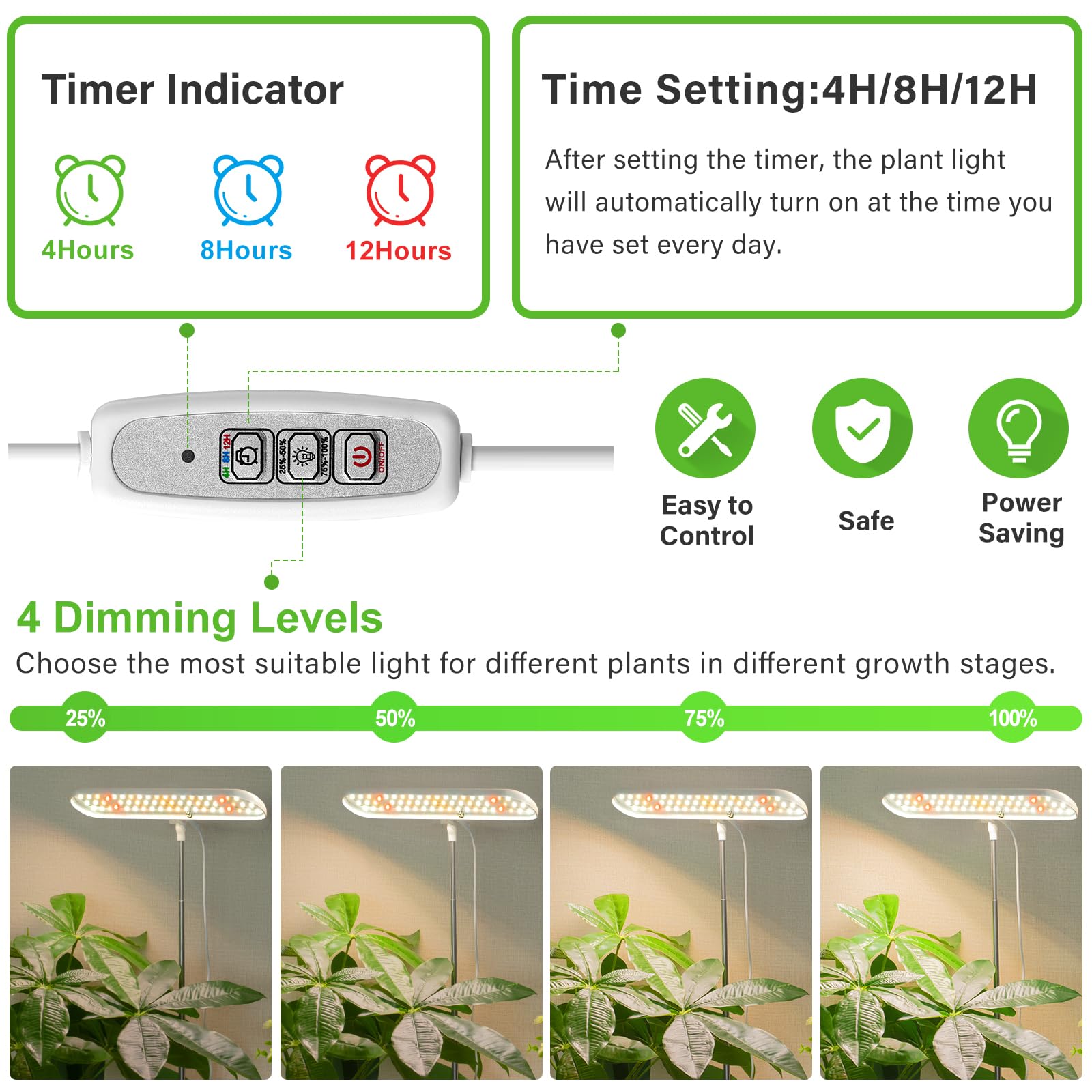 FOXGARDEN- Grow Light, Full Spectrum Desktop Grow Lamp with Base, Bright LED Plant Light with Auto On/Off Timer 4/8/12H, 4 Dimmable Brightness, Height Adjustable, Ideal for Indoor Plants