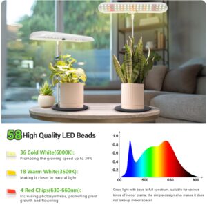 FOXGARDEN- Grow Light, Full Spectrum Desktop Grow Lamp with Base, Bright LED Plant Light with Auto On/Off Timer 4/8/12H, 4 Dimmable Brightness, Height Adjustable, Ideal for Indoor Plants