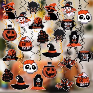 kimober 36pcs halloween hanging swirls decorations,black orange double sided swirl hanging decor for halloween trick or treat party decoracion