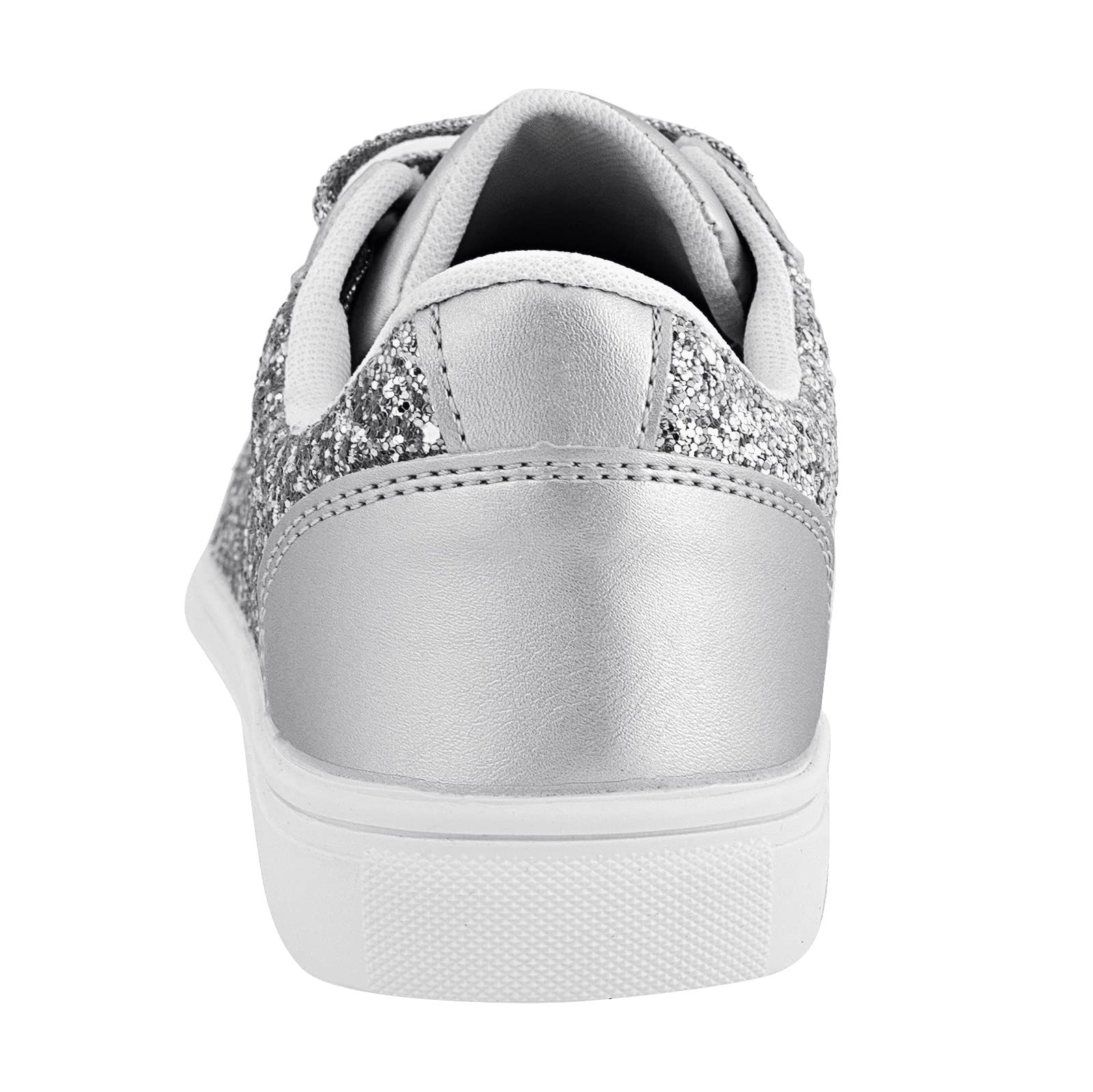 Women's Glitter Shoes Fashion Shiny Sequin Sneakers Tennis Sparkly Shoes Rhinestone Bling Shoes with Lace up(Silver Sequins,9.5)