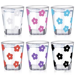 roshtia 6 pcs 1.5 oz cute shot glasses bulk tequila shot glasses daisy funny shot glasses glass shot cups for vodka whiskey espresso birthday bachelorette party bride shower gifts