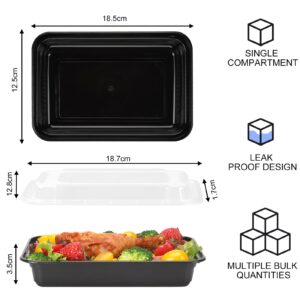 Moretoes 50 Pack Take Out Containers with Lids, Meal Prep Containers Reusable 16Oz, Disposable Food Containers with Lids, Microwave Freezer Dishwasher Safe