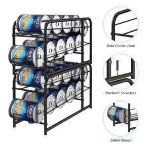 Fogein Mini Soda Can Organizer for Pantry/Refrigerator Pack of 2 Stackable, Soda Can Rack Beverage Dispenser for 221ml/7.5oz Soda Cans, Black