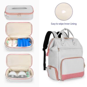 Damero Wearable Breast Pump Bag with Cooler, Compatible with Elvie Breast Pump and Double Layer Breast Pump Carrying Bag with Detachable Design and Waterproof Mat Bundle