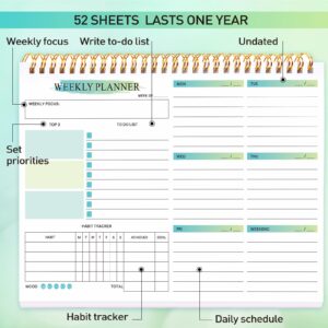 JUBTIC Weekly Planner Notepad with Pen - 52 Undated Weekly Calendar Pad Desk Planner Weekly To Do List Notepad Planning Pad Academic Planner Notebook Habit Tracker Journal Teacher Planner Organize Schedule Goals for Personal Life and Work -7" x 10"