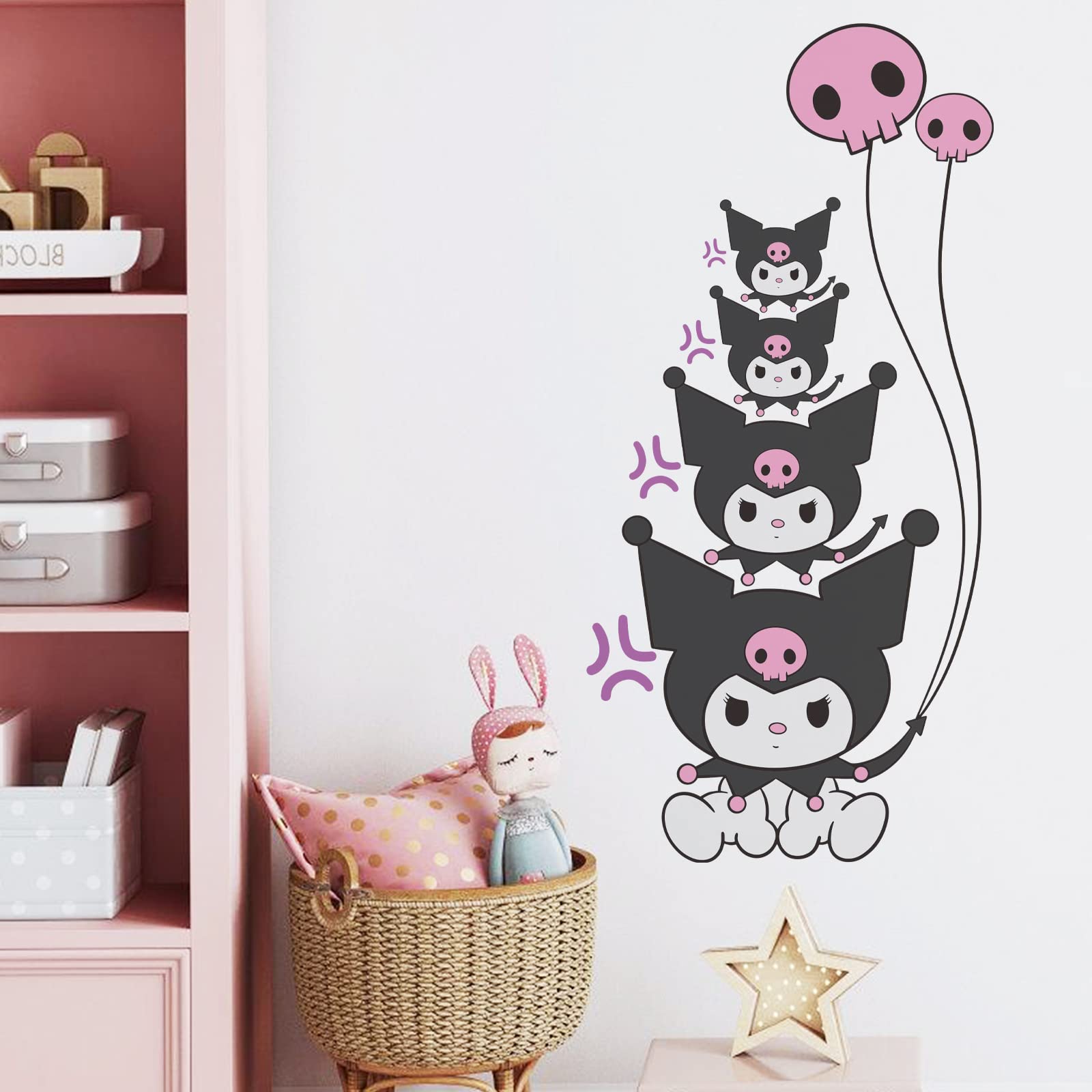 Girls Room Wall Decor Cartoon Wall Decals Removable Vinyl Cute Anime Wall Stickers for Kids Room Wall Art Stickers Nursery Girls Bedroom Wall Decor