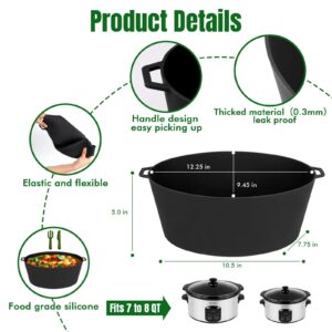 Silicone Crock Pot Liners, FRTIM Reusable Slow Cooker Liners Fit 7-8 Quart Oval Slow Cookers Leakproof Dishwasher Safe Cooking Pot Liner 1PCS - Black