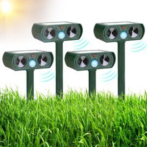 lubatis 4 pack solar animal utrasonic repellent outdoor repeller deterrent to keep rat, squirrel, deer, raccoon, skunk, rabbit, dog, cat away