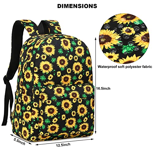 Esfoxes Sunflower Girls Backpack for Elementary Middle School, Kids Teens School Bag Women College Bookbag Laptop Backpacks