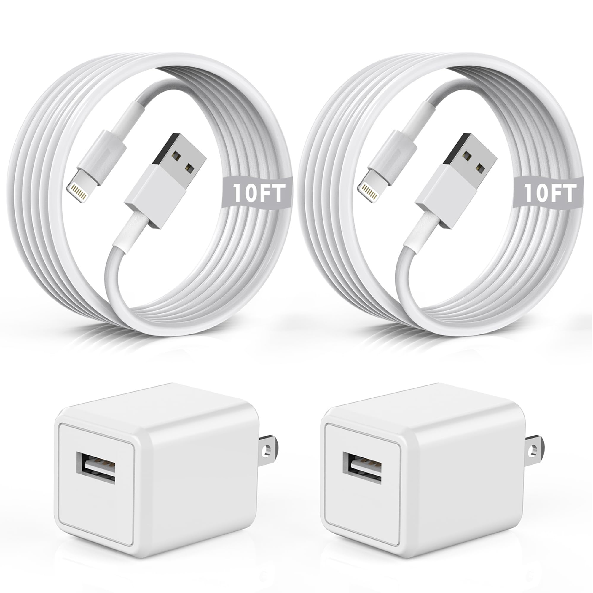 iPhone Charger,[MFi Certified] 2Pack 10FT Lightning Cable Data Sync iPhone Charging Cords With USB Wall Charger Travel Plug Adapter Compatible with iPhone 14 13 12 11 Pro Max XR XS X 8 7 6 Plus