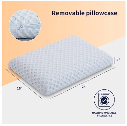 Hcore Gel Memory Foam Pillow Dual-Sided Cooling & Cozy Washable Cover for All Seasons Ventilated Breathable Sleeping- CertiPUR-US Queen (Pack of 1)