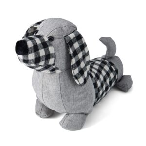 elements dachshund weighted fabric door stopper, polyester,gray