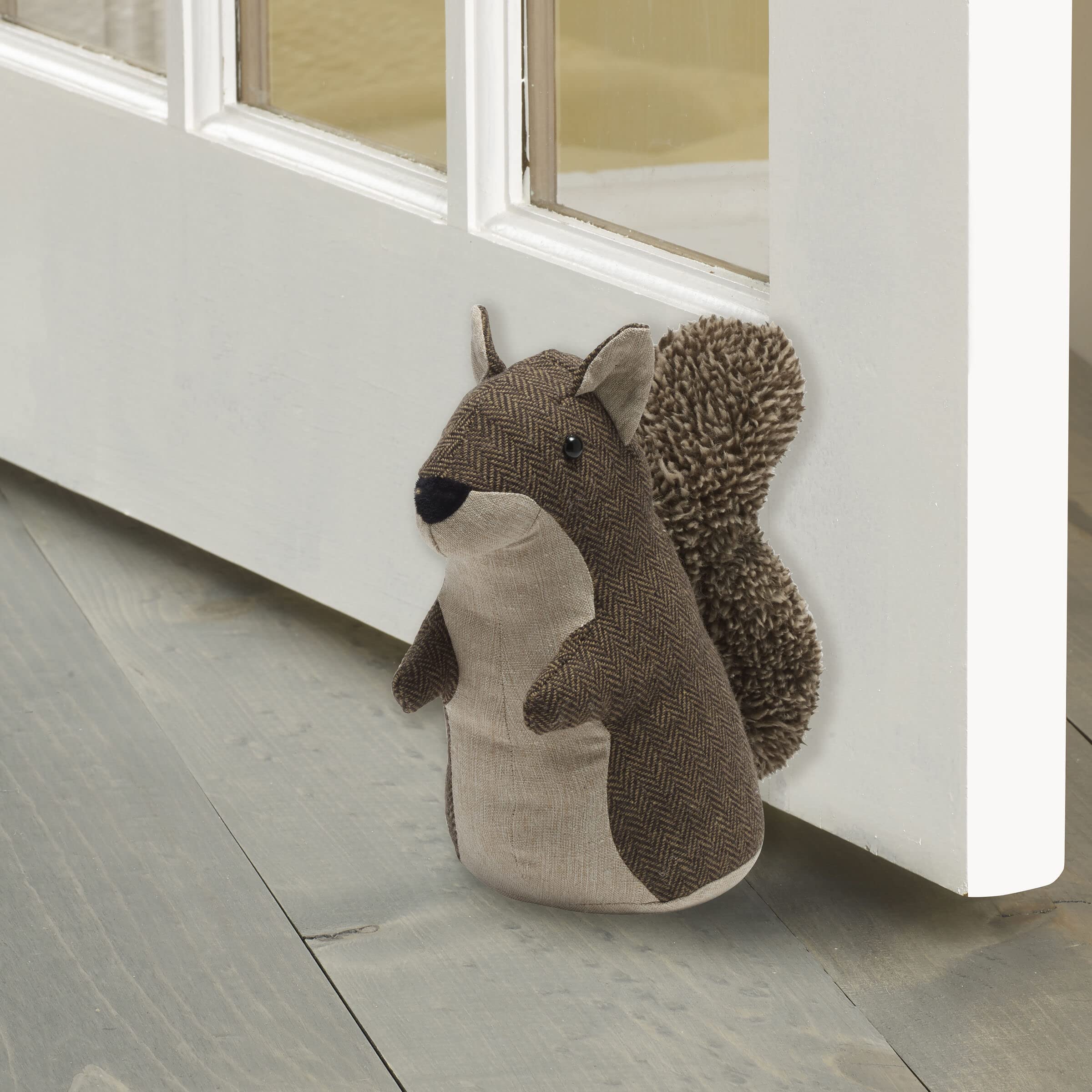 Elements Squirrel Weighted Fabric Door Stopper, Polyester,Brown