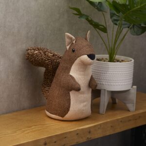 Elements Squirrel Weighted Fabric Door Stopper, Polyester,Brown