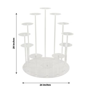 TABLECLOTHSFACTORY 29" Tall 12-Arm Tiered Clear Acrylic Dessert Display Stand, Multi-Layer Round Tray Cupcake Serving Rack