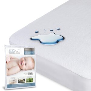 saferest 100% waterproof crib size mattress protector - fitted with stretchable pockets - machine washable cotton mattress cover for bed - newbourn baby essentials for toddler or baby nursery