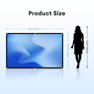 100 inch Projection Screen, 16:9 Foldable Anti-Crease Portable Projector 4K Movies Screens Indoor Outdoor Projection Video Projector Screen for Home, Party, Office, Classroom