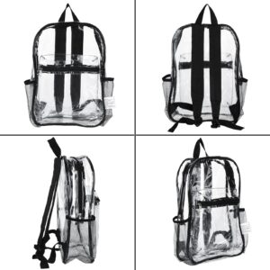 Silkfly 24Pack Clear Backpacks Bulk PVC Transparent Bookbags Heavy Duty See Through Bags with Pockets for Stadium Work Travel (15 x 11 x 3.6 Inches)