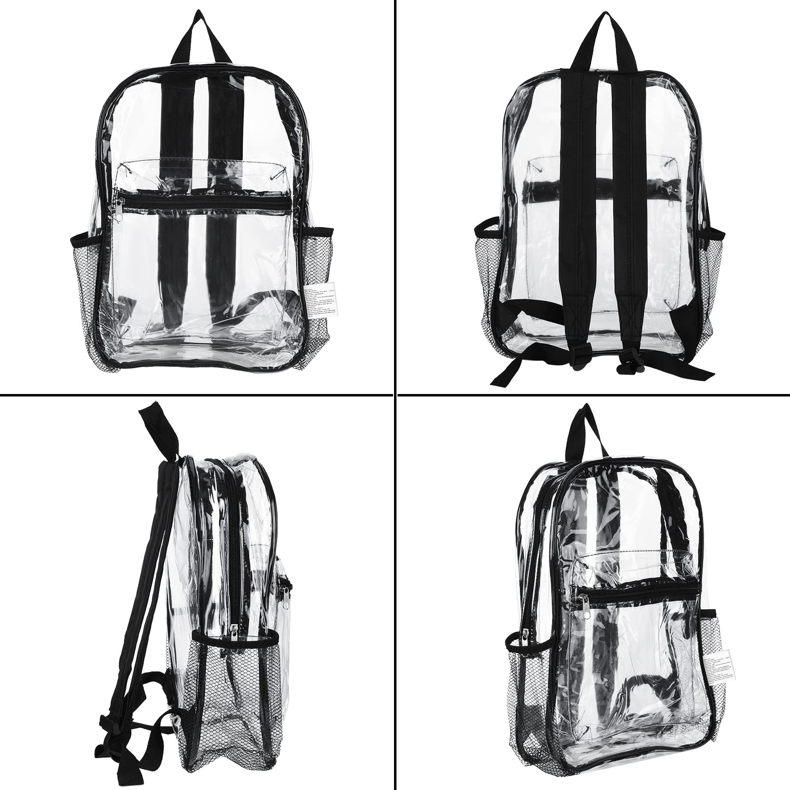 Silkfly 24Pack Clear Backpacks Bulk PVC Transparent Bookbags Heavy Duty See Through Bags with Pockets for Stadium Work Travel (15 x 11 x 3.6 Inches)