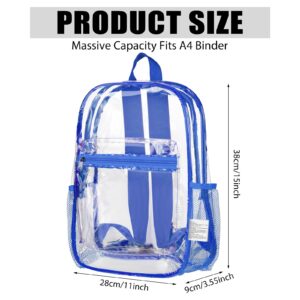 Silkfly 24Pack Clear Backpacks Bulk PVC Transparent Bookbags Heavy Duty See Through Bags with Pockets for Stadium Work Travel (15 x 11 x 3.6 Inches)