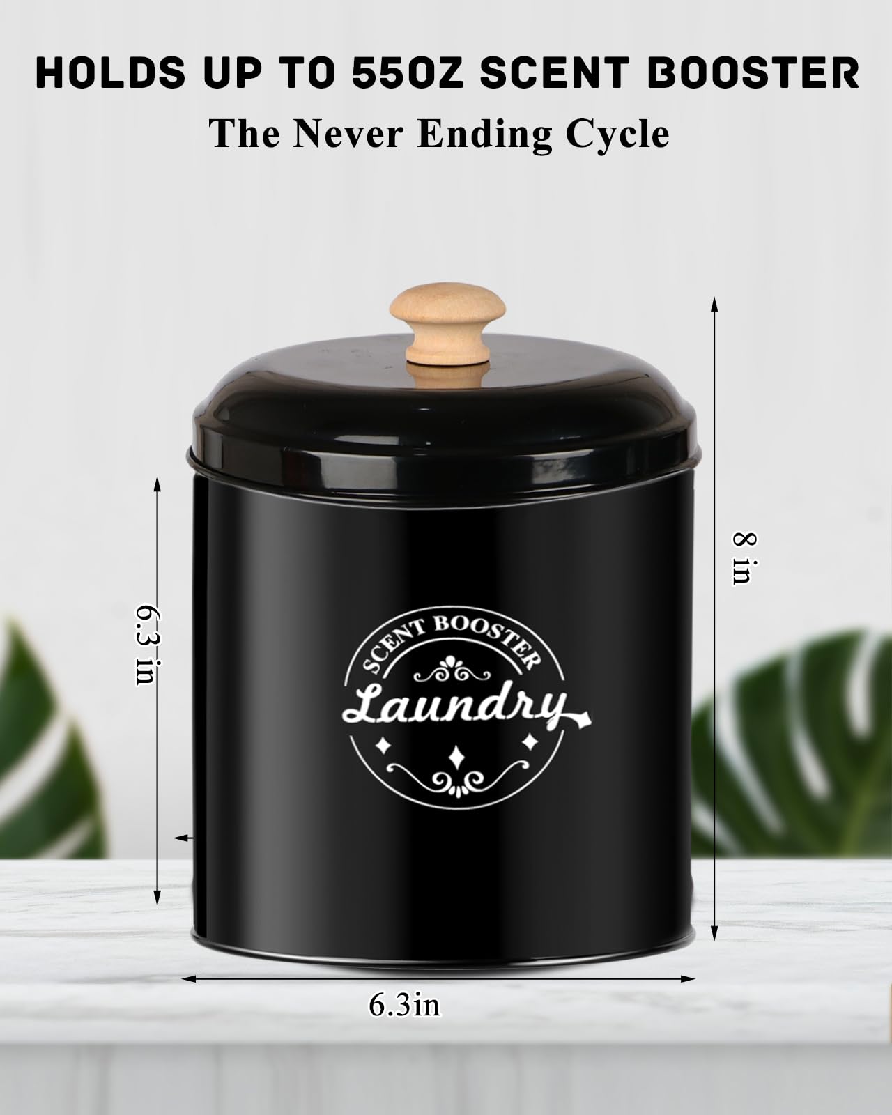 Laundry Scent Booster Beads Dispenser Container for Laundry Room Organization. Laundry Containers for Organizing with Lid. Metal Farmhouse Laundry Room Decor. Laundry Dispenser for Detergent (Black)