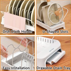 AFYDTMY Pot and Pan Organizers Rack, 7+ Pans and Pots Lid Organizer Rack Holder, Pan Organizer,Kitchen Cabinet Pantry Bakeware Organizer Rack Holder