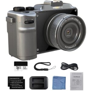 digital camera,4k cameras for photography,18x digital zoom,2 batteries,32g tf card,autofocus,anti-shake,dual camera,48mp vlogging camera for youtube,live stream,beginners gray