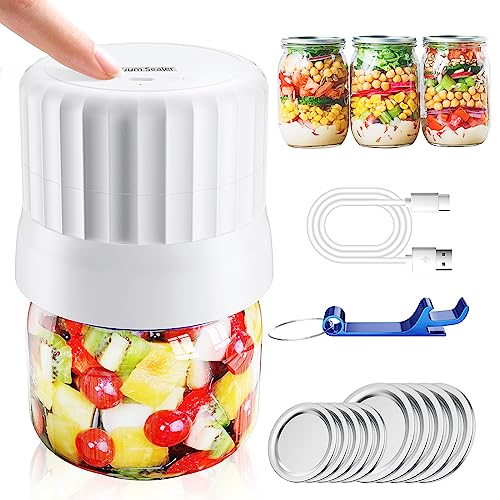 Electric Mason Jar Vacuum Sealer and Accessory Hose Compatible with FoodSaver Vacuum Sealer, Vacuum Sealer Attachment Kit for Wide & Regular Mouth Mason Jars, Jars Sealing Hood with Electric Vacuum