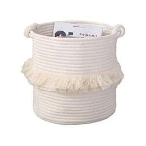 cotton rope storage basket, woven storage basket, circular miscellaneous storage box, cotton thread with handle, dirty clothes basket, toy basket decoration, cotton rope basket