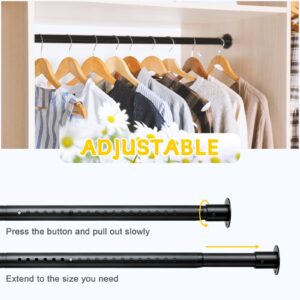 FACTIONGARDEN Closet Rod, 17 to 55 Inch Adjustable Closet Rods for Hanging Clothes Heavy Duty Closet Hanging Rod Metal Black Closet Poles for Wardrobes