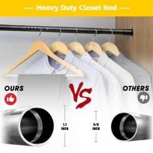 FACTIONGARDEN Closet Rod, 17 to 55 Inch Adjustable Closet Rods for Hanging Clothes Heavy Duty Closet Hanging Rod Metal Black Closet Poles for Wardrobes