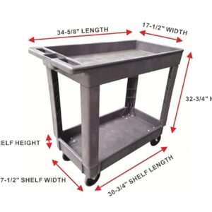 Utility Cart, 500 lb. Load Cap. Tray top, 34.5X17.5X32.75 (Green)