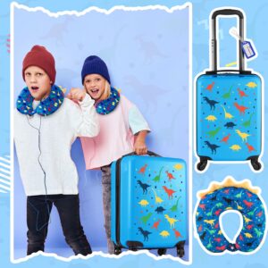 Redbaker 6 Pcs Kids Luggage Set 18 Inch Kids Rolling Luggage Gift for Christmas Kids Suitcase for Girls Boys Kids Suitcase(Dark Blue, Dinosaur Style)