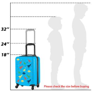 Redbaker 6 Pcs Kids Luggage Set 18 Inch Kids Rolling Luggage Gift for Christmas Kids Suitcase for Girls Boys Kids Suitcase(Dark Blue, Dinosaur Style)