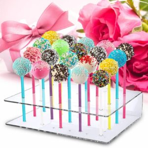 cake pop holder, 15 round holes transparent acrylic lollipop holder, lollipop display stand decoration supplies for weddings anniversaries baby showers birthday parties halloween candy decor