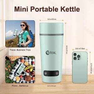 EVATEK Travel Electric Kettle, Temp Control & Boil Dry Protection, 304 Stainless Steel Mini Tea Kettle, Auto Shut-Off, Portable & BPA Free, 350ml Small Portable Kettle for Travel & Gifts