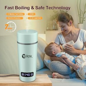 EVATEK Travel Electric Kettle, Temp Control & Boil Dry Protection, 304 Stainless Steel Mini Tea Kettle, Auto Shut-Off, Portable & BPA Free, 350ml Small Portable Kettle for Travel & Gifts