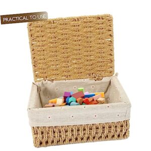 Kichvoe 2pcs Woven Basket baby laundry hamper woven laundry basket with lid hollow storage bin with lids Rattan food basket wicker Toy baby flower basket desktop bamboo